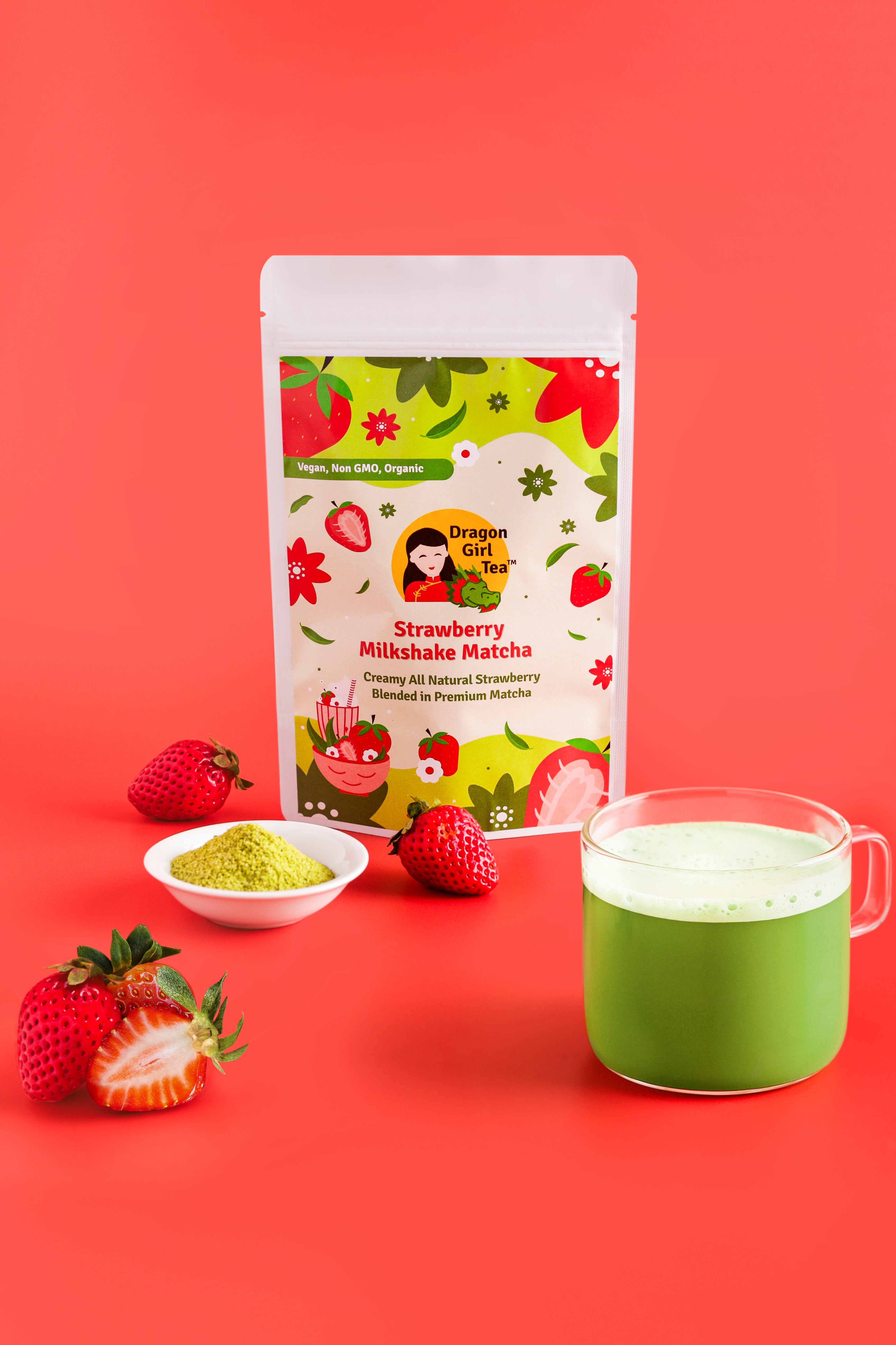 Strawberry Milkshake Matcha - Large Size | Dragon Girl Tea